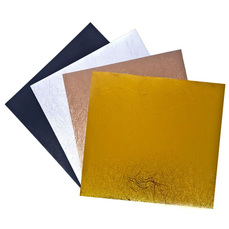 4 viniles Acabado Metálico texturizados color. Oro, Plata, Negro y Rosa oro